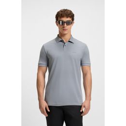Poloshirt BOSS Green "Pio", Herren, Gr. M, grau (dunkelgrau026), Jersey, Obermaterial: 100% Baumwolle, unifarben, regular fit normal, hoch geschlossener Ausschnitt, eingesetzt B&uuml;ndchen, Shirts Poloshirt, mit Polokragen