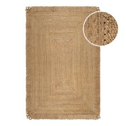 Teppich GREEN LOOOP "June", beige (natur), B:160cm H:12mm L:230cm, Jute, Teppiche, Teppich, handgewebt, robust, strapazierf&auml;hig, skandinavisch, Naturfaser