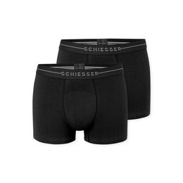 Boxershorts Schiesser "Cotton Flex", Herren, Gr. 4, 000, schwarz, Single Jersey, Obermaterial: 85% Baumwolle, 10% Polyamid, 5% Elasthan, k&ouml;rpernah, Unterhosen Boxershorts, Baumwollmischung, ohne st&ouml;rende Seitenn&auml;hte, superweich