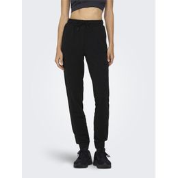 Jogginghose Only Play "ONPMELINA LIFE MW SLIM SWT CUFF PNT NOOS", Damen, Gr. XL (42), N-Gr, schwarz, Sweatware, Obermaterial: 50% Baumwolle, 50% Polyester, unifarben, normal, Hosen Jogginghose