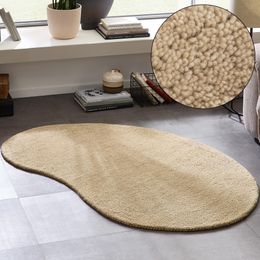 Wollteppich Theko "Gabbeh Uni, Handgefertigt, Teppich, meliert, reine Wolle" Gr. 70, beige, B:100cm H:14mm L:150cm, Wolle, Teppiche, Wollteppich, Schlafzimmer, Wohnzimmer, Esszimmer, auch als L&auml;ufer, eckig oder rund