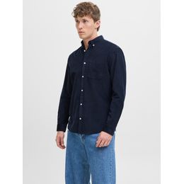 Jack & Jones Langarmhemd JACK & JONES "JJECLASSIC CORD SHIRT L/S SN", Herren, Gr. XS, N-Gr, blau (sky captain), Web, Obermaterial: 100% Baumwolle, unifarben, comfort fit, Hemden Langarmhemd