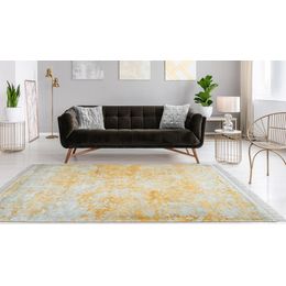 Teppich Padiro "Dolce Vita 325", grau (grau, gold), B:80cm H:10mm L:150cm, Viskose, Teppiche, Teppich, Modern bedrucktes Unikat, Trendige Verwaschung