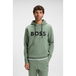 Kapuzensweatshirt BOSS Green "Soody Zone", Herren, Gr. S, open gr&uuml;n358, Sweatware, Obermaterial: 62% Baumwolle, 33% Polyester, 5% Elasthan, unifarben, regular fit normal, Rundhals, B&uuml;ndchen, Sweatshirts Kapuzensweatshirt, mit K&auml;ngurutasche, regular fit, Logodruck