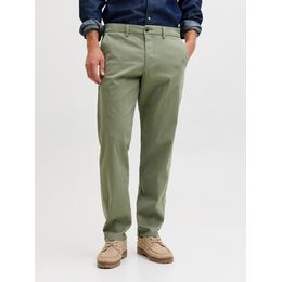 Jack & Jones Chinohose JACK & JONES "JPSTKANE DYLAN CHINO", Herren, Gr. 34, L&auml;nge 32, deep lichen gr&uuml;n, Web, Obermaterial: 98% Baumwolle, 2% Elasthan, unifarben, regular fit kn&ouml;chellang, Hosen Chinohose