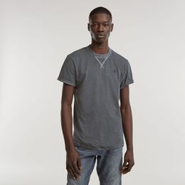 G-Star Raw T-Shirt G-STAR "Nifous", Herren, Gr. M, schwarz (dk schwarz gd), Jersey, Obermaterial: 100% Baumwolle, unifarben, regular fit normal, Rundhals, Shirts T-Shirt, Rundhals, mit Rippeinsatz