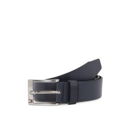 Lederg&uuml;rtel Tommy Hilfiger "New Aly Belt 3,5 cm breit", Herren, Gr. 110, blau (marine), Leder, G&uuml;rtel Lederg&uuml;rtel, mit quadratischer Logo-Metallschnalle
