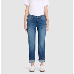 Straight-Jeans MAC "SUE relax", Damen, Gr. 42, L&auml;nge 27, indigo blau washed, Web, Obermaterial: 95% Baumwolle, 4% Polyester, 1% Elasthan, straight fit, Jeans Straight-Jeans, im Four-Pocket Style