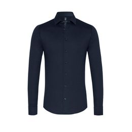 Langarmhemd DESOTO "Jerseyhemd Casual Kent langarm", Herren, Gr. 3XL, N-Gr, blau (solid navy), Jersey, Obermaterial: 100% Baumwolle, slim fit, Manschette, Hemden Langarmhemd, Flexibler Stretch