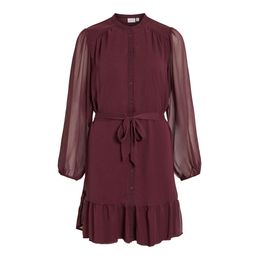 Chiffonkleid Vila "VIFALIA L/S DRESS - NOOS", Damen, Gr. 34, N-Gr, lila (fig), Web, Obermaterial: 100% Polyester, unifarben, regular fit kniefrei, Rundhals, elastischer Bund, Kleider Chiffonkleid, Sommerkleid