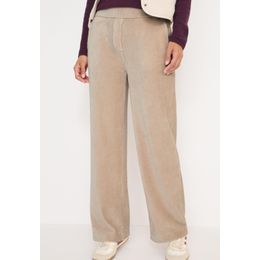 Cordhose Cecil "NEELE", Damen, Gr. XXL (46), L&auml;nge 30, silbery beige, Web, Obermaterial: 65% Baumwolle, 33% Polyester, 2% Elasthan. Futter: 100% Baumwolle, unifarben, loose fit lang, Hosen Cordhose, mit elastischem Bund