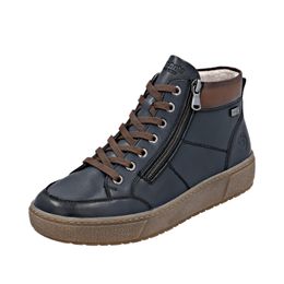 Plateausneaker Remonte, Damen, Gr. 43, braun (dunkelblau, braun), Leder, Lederimitat, unifarben mit Farbeinsatz, Schuhe Plateausneaker, Winterstiefelette, Casual Boots mit wasserabweisender TEX-Membran