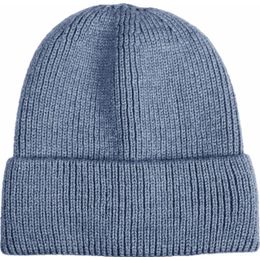 Beanie Capelli New York, Damen, jeans blau, Strick, Materialmix, unifarben, M&uuml;tzen Beanie, Rippstrick, Wollanteil, w&auml;rmend