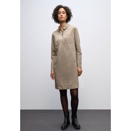 Cordkleid Street One, Damen, Gr. 46, N-Gr, morning beige, Cord, Obermaterial: 98% Baumwolle, 2% Elasthan, unifarben, normal kniefrei, Rundhals, Kleider Cordkleid, mit Zipper