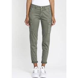 Cargohose Gang "94AMELIE", Damen, Gr. 30, N-Gr, gr&uuml;n (gr&uuml;n thyme old (helloliv)), Web, Obermaterial: 59% Lyocell, 37% Baumwolle, 4% Elasthan, unifarben, skinny fit lang, Hosen Cargohose, mit aufgesetzten Cargotaschen, Topseller