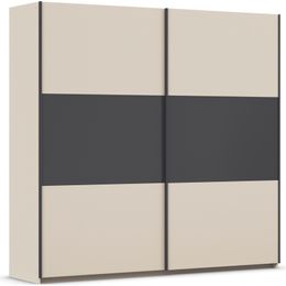 Schwebet&uuml;renschrank Rauch "Kleiderschrank Schrank Garderobe Garderobenschrank W&auml;scheschrank NEO", beige (beige (champagner), graumetallic), B:218cm H:210cm T:59cm, Holzwerkstoff, Schr&auml;nke, Schwebet&uuml;renschrank, mit gro&szlig;z&uuml;gigem Stauraum und vielf&auml;ltigen Farbkombinationen