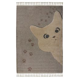 Kinderteppich Kayoom "Modena 421", taupe, B:120cm H:11mm L:170cm, Polypropylen, Teppiche, Kinderteppich, auch in rund, Kurzflor, Hoch Tief, mit Fransen