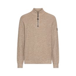 Troyer Camel Active, Herren, Gr. 4XL, beige (oatmeal), Strick, Obermaterial: 70% Baumwolle, 30% Polyacryl, meliert, regular fit taillenbedeckt, ohne Ausschnitt, Rippb&uuml;ndchen, Pullover Troyer, mit Logo Stickerei am Arm