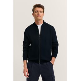 Sweatjacke Bugatti "Modern Fit", Herren, Gr. 3XL, 390, marine, Sweatware, 87% Baumwolle, 10% Polyester, 3% Elasthan, unifarben, normal, Rippb&uuml;ndchen, Sweatjacken Sweatjacke, mit Collegekragen und Rei&szlig;verschluss