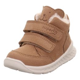 Lauflernschuh Superfit "BREEZE WMS: mittel", Jungen, Gr. 29, braun (hellbraun), Nubukleder, unifarben, Schuhe Lauflernschuh, Barfu&szlig;schuh mit zwei Klettverschl&uuml;ssen, Gr&ouml;&szlig;enschablone zum Download