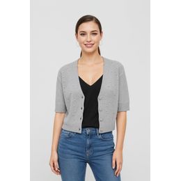 Strickjacke Only "ONLRENE LIFE SS BLING CARDIGAN CC KNT", Damen, Gr. L, grau (medium grau melange detail:bling), Strick, Obermaterial: 65% Polyester, 13% Nylon, 13% Polyacryl, 6% Wolle, 3% Elasthan, meliert, regular fit, V-Ausschnitt, Strickjacken Strickjacke