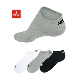Sneakersocken Puma "Puma UNISEX SNEAKER PLAIN 3P", Damen, Gr. 43-46, schwarz-wei&szlig; (1x wei&szlig;, 1x grau, meliert, 1x schwarz), Baumwolle, Baumwollmischung, Elasthan, meliert, unifarben, elastisch, Socken Sneakersocken, mit eingestricktem Markenlogo