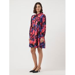 Hemdblusenkleid Y.A.S "YASKAYA LS SHIRT DRESS S. NOOS", Damen, Gr. 46, N-Gr, blau (navy blazer aop:limo), Web, Obermaterial: 85% Viskose, 15% Nylon, bedruckt, regular fit knielang, Kleider Hemdblusenkleid, Sommerkleid