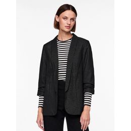 Longblazer Pieces "PCBOSELLA 3/4 GLITTER BLAZER NOOS", Damen, Gr. L, schwarz (schwarz detail:silber), Web, Obermaterial: 71% Polyester, 25% Viskose, 3% metallisierte Fasern, 1% Elasthan, leicht gl&auml;nzend, unifarben, regular fit, Blazer Longblazer