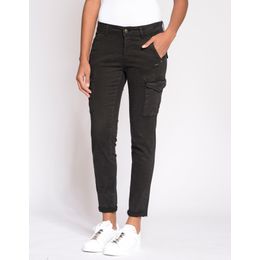 Cargohose Gang "94AMELIE", Damen, Gr. 26, N-Gr, schwarz, Web, Obermaterial: 64% Lyocell, 32% Baumwolle, 4% Elasthan, unifarben, skinny fit lang, Hosen Cargohose, mit aufgesetzten Cargotaschen, Topseller