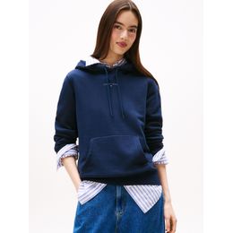 Kapuzensweatshirt Tommy Jeans "TJW REG LINEAR HOODIE EXT", Damen, Gr. L (40), blau (schwarz night navy), Sweatware, Obermaterial: 80% Baumwolle, 20% Polyester, unifarben, regular fit, Rippb&uuml;ndchen, Sweatshirts Kapuzensweatshirt