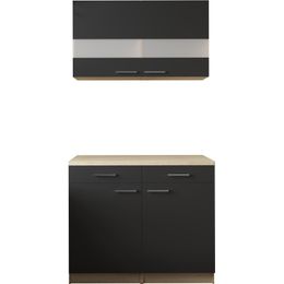 Mehrzweckschrank-Set respekta "Merle", schwarz, B:100cm H:200cm T:60cm, Kastenm&ouml;bel-Sets, Mehrzweckschrank-Set, Breite 100 cm, Soft-Close, Metallstangengriffe, 85 cm Arbeitsh&ouml;he