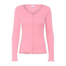 Strickjacke Saint Tropez "GruSZ Cardigan", Damen, Gr. XXL, rosa (wild rose melange), Strick, Obermaterial: 95% Baumwolle, 5% Polyester, meliert, regular fit normal, V-Ausschnitt, Strickjacken Strickjacke, mit Lochstickerei und gewelltem Saum