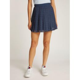 Plisseerock Tommy Jeans "TJW MINI STAR AOP PLEATED SKIRT", Damen, Gr. L (40), blau (navy), Web, Obermaterial: 100% Polyester, bedruckt, festlich, normal Mini, R&ouml;cke Plisseerock, mit Allover-Muster
