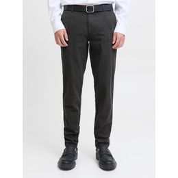 Jack & Jones Chinohose JACK & JONES "JPSTMARCO BOWIE WINTER CHINO SN", Herren, Gr. 29, L&auml;nge 32, grau (dunkelgrau detail:herringbone), Web, Obermaterial: 100% Baumwolle, unifarben, slim fit, Hosen Chinohose