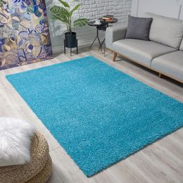 Hochflor-Teppich Sanat "LOCA" Gr. 6, blau (aquablau), B:200cm H:30mm L:290cm, Kunstfaser, Teppiche, Hochflor-Teppich, Wohnzimmer, Langflor, Shaggy, Schlafzimmer