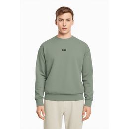 Sweatshirt BOSS Green "Stenson", Herren, Gr. 3XL, gr&uuml;n (open gr&uuml;n358), Sweatware, Obermaterial: 62% Baumwolle, 33% Polyester, 5% Elasthan, unifarben, oversize normal, Rundhals, B&uuml;ndchen, Sweatshirts Sweatshirt, oversize fit, Rundhalsausschnitt