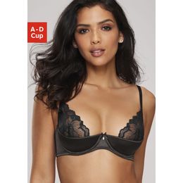 B&uuml;stenhebe Lascana, Damen, Gr. 85, Cup B, schwarz, Spitze, Obermaterial: 76% Polyamid, 16% Elasthan, 8% Polyester, BHs B&uuml;stenhebe, aus edlem Satin-Material mit dezent transparenter Spitze, sexy Dessous, Topseller
