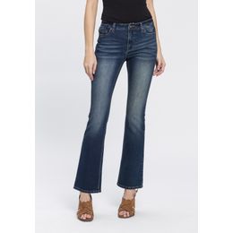 Bootcut-Jeans Arizona "Baby Bootcut", Damen, Gr. 19, K + L Gr, blau (dunkelblau us), Denim/Jeans, Obermaterial: 69% Baumwolle, 29% Polyester, 2% Elasthan, Basic, bootcut fit, Jeans Bootcut-Jeans, leicht ausgestelltes Bein, hohe Leibh&ouml;he, Topseller