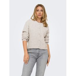 Jacqueline de Yong Strickjacke JDY "JDYLUMI LIFE L/S BUTTON CARDIGA KNT NOOS", Damen, Gr. S, beige (birch detail:melange), Strick, Obermaterial: 52% Polyester, 41% Polyacryl, 4% Wolle, 3% Elasthan, meliert, regular fit normal, Rundhals, Strickjacken Strickjacke