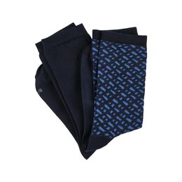 Freizeitsocken BOSS "2P RS Monogram CC", Damen, Gr. 39-42, blau (dunkelblau 401), Baumwollmischung, gemustert, unifarben, elastisch, Socken Freizeitsocken, aus weicher Baumwollmischung
