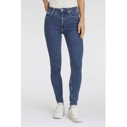 Skinny-fit-Jeans Calvin Klein Jeans "HIGH RISE SKINNY", Damen, Gr. 33, L&auml;nge 32, blau (denim medium), Denim/Jeans, Obermaterial: 94% Baumwolle, 4% Elastomultiester, 2% Elasthan, unifarben, skinny fit lang, Jeans Skinny-fit-Jeans, stone washed