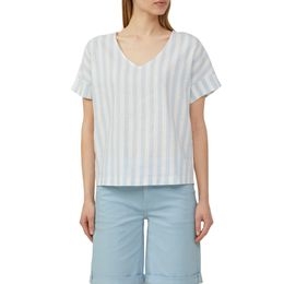 T-Shirt s.Oliver, Damen, Gr. 42, blau (blau stripe), Obermaterial: 100% Baumwolle, gestreift, regular fit taillenbedeckt, V-Ausschnitt, Shirts T-Shirt, mit Streifen Muster