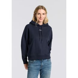 Hoodie BOSS Orange "Ehoody Premium Damenmode", Damen, Gr. M (38), blau (dunkelblau 408), Sweatware, Obermaterial: 100% Baumwolle, unifarben, normal, angesetztes B&uuml;ndchen, Sweatshirts Hoodie, mit gesticktem Logo
