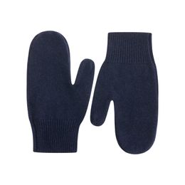 F&auml;ustlinge Zwillingsherz, Damen, marine, Strick, Kaschmir, unifarben, Handschuhe F&auml;ustlinge, aus reinem Kaschmir