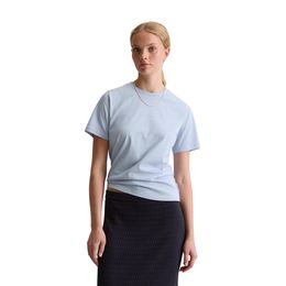 Marc O'Polo T-Shirt MARC O'POLO DENIM, Damen, Gr. M, blau (pearl blau), Single Jersey, Obermaterial: 100% Baumwolle, regular fit, Rundhals, Shirts T-Shirt, Basic, kleiner Markenprint, reugular fit
