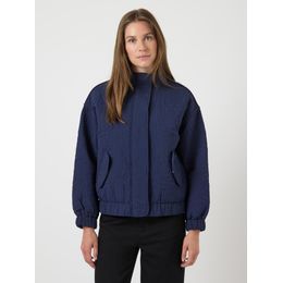 Blouson Y.A.S "YASFIPURA LS QUILTED JACKET S. NOOS", Damen, Gr. 46, blau (navy blazer), Web, Obermaterial: 100% Polyester, unifarben, regular fit normal, elastischer Bund, Jacken Blouson, Kunstfaser, elastische B&uuml;ndchen