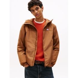 Outdoorjacke Tommy Jeans, Herren, Gr. L, pecan nut, Web, Obermaterial: 100% Polyester, unifarben, regular fit normal, hoch geschlossener Ausschnitt, elastischer Bund, Jacken Outdoorjacke, Freizeitjacke, &Uuml;bergangsjacke, Regular Fit, Kapuze