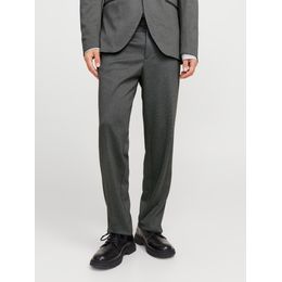 Jack & Jones Anzughose JACK & JONES "JPRJAXON Businesshose mit mittlerer Bundh&ouml;he", Herren, Gr. 46, N-Gr, grau (dunkelgrau melange), Web, Obermaterial: 74% Polyester, 22% Viskose, 4% Elasthan, meliert, slim fit normal, Hosen Anzughose, unifarben, modisch, slim fit, Materialmix