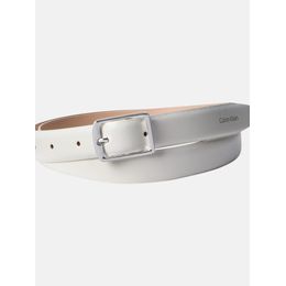 Lederg&uuml;rtel Calvin Klein Jeans "CLASSIC SQUARE BUCKLE BELT 20MM", Damen, Gr. 75, wei&szlig; (lily wei&szlig;), Rindsleder, unifarben, G&uuml;rtel Lederg&uuml;rtel, Gr&ouml;&szlig;enverstellbar