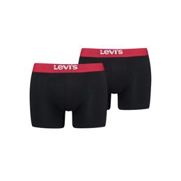Levi's Boxershorts LEVI'S "LEVIS MEN SLD BASC BOXER BRIEF ORG CO 2P", Herren, Gr. S, schwarz (schwarz, rot), Obermaterial: 95% Baumwolle, 5% Elasthan, bedruckt, unifarben, normal, Unterhosen Boxershorts, mit breitem Logobund